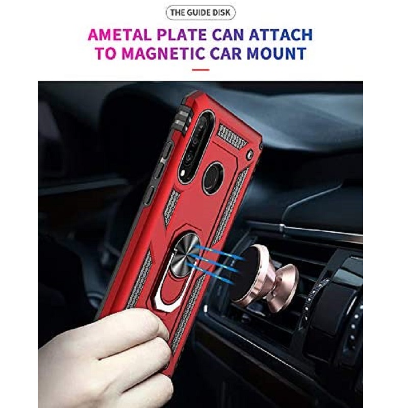 Huawei Y6P 2020 Case - Black Heavy Duty Ring Armor